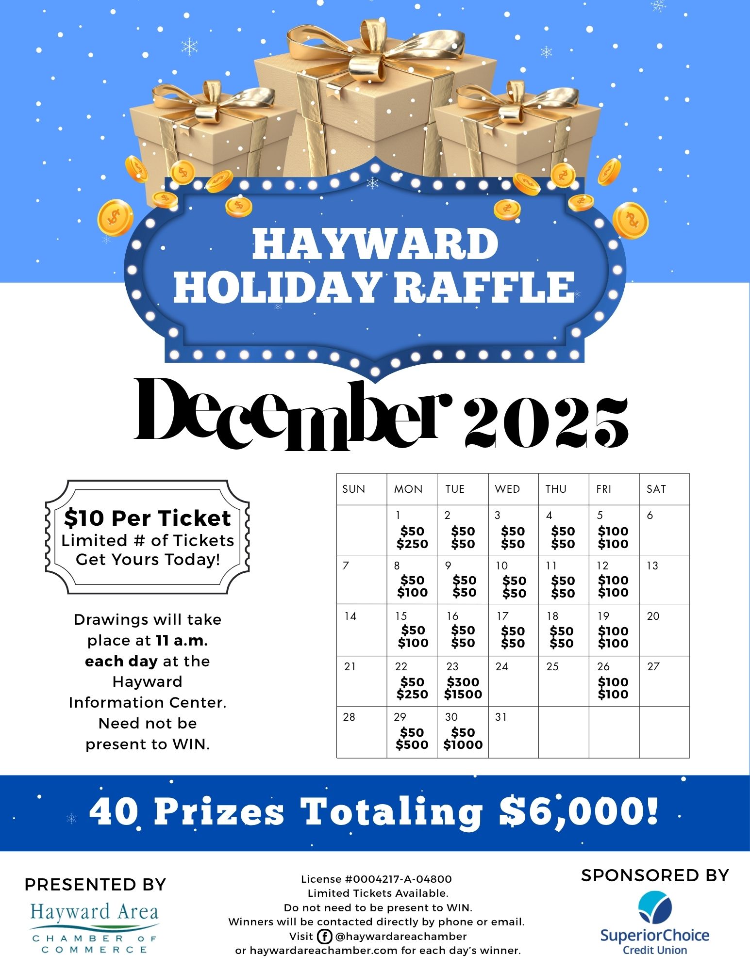 Hayward Holiday Raffle - Hayward Area Chamber of Commerce - Explore ...